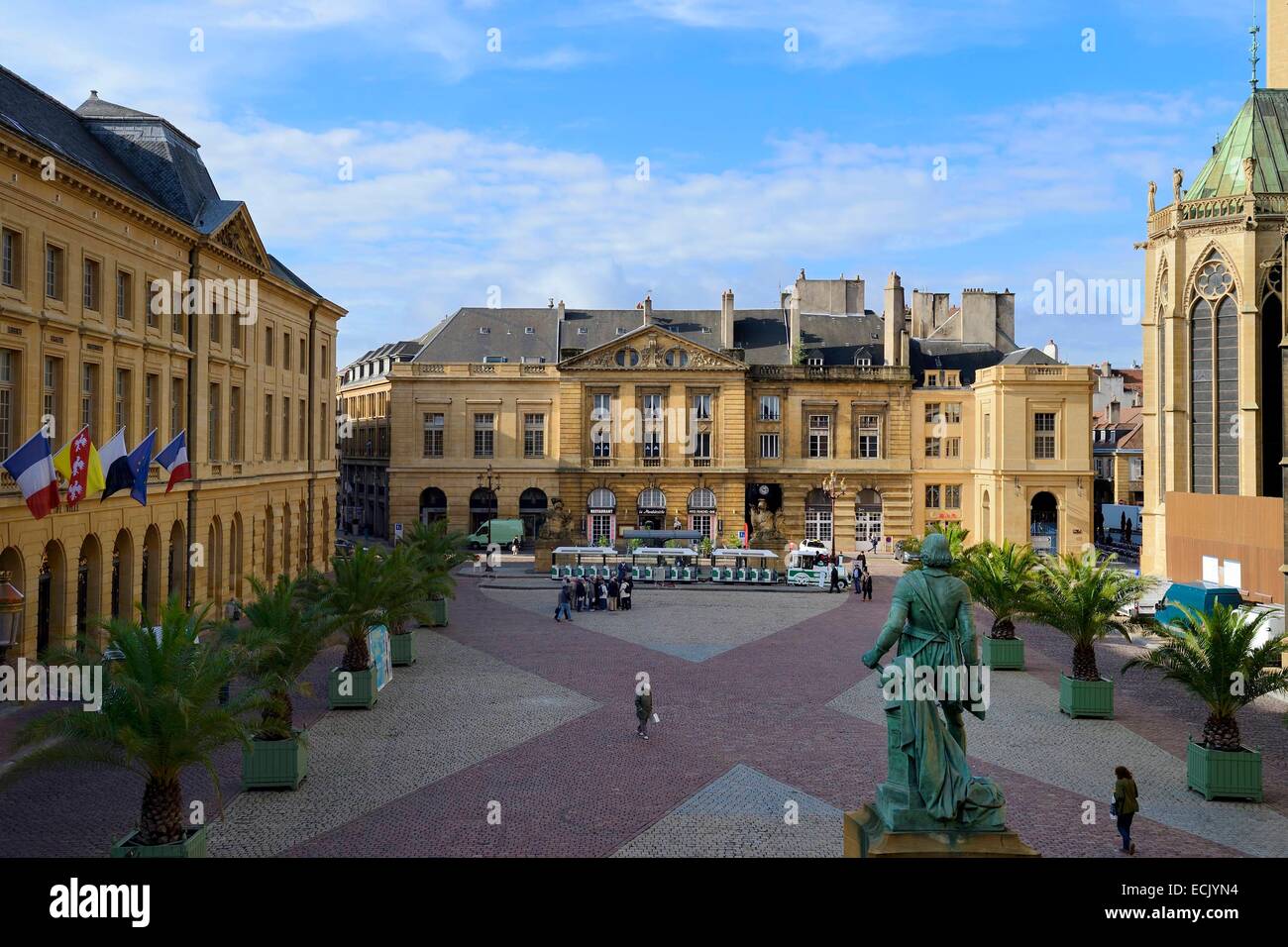 France, Moselle, Metz, the place d'Armes, statue of Marshal Fabert ...