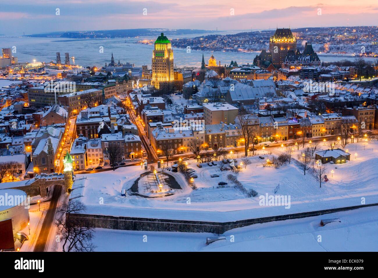 Canada, Quebec province, Quebec City in winter, the Upper Town of Old ...
