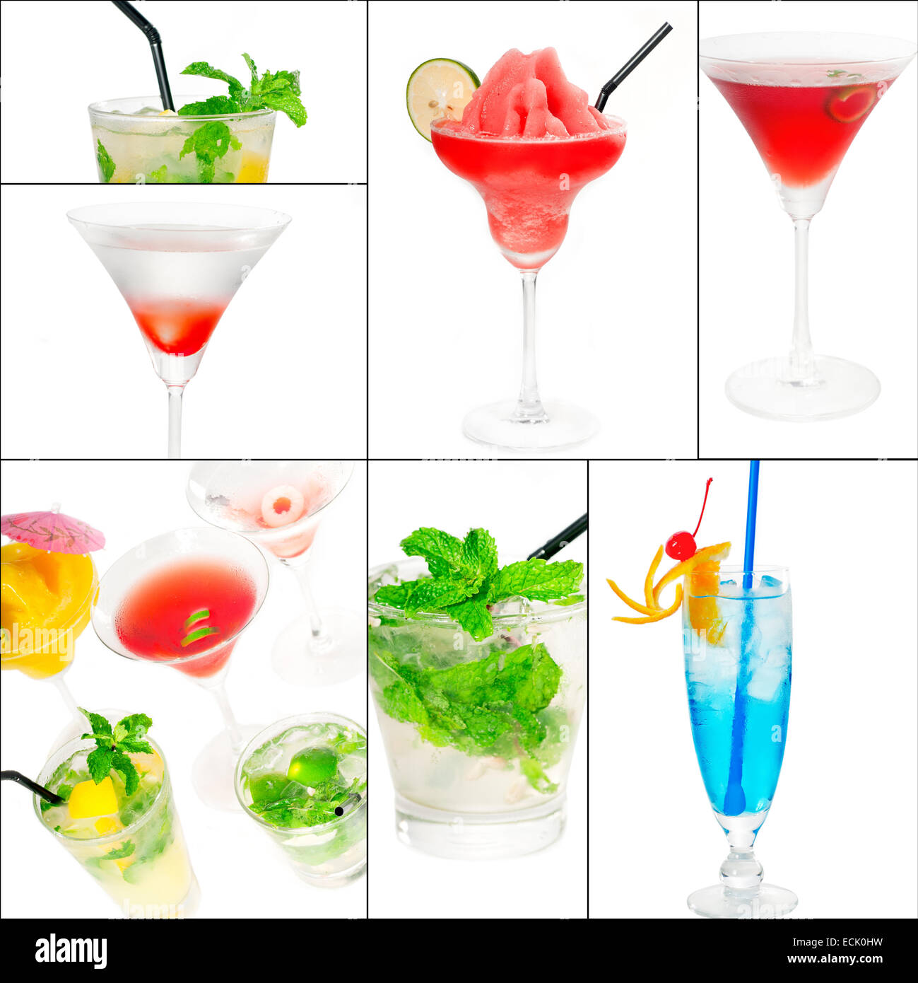 selection of cocktails drinks collage composition nested on a square ...