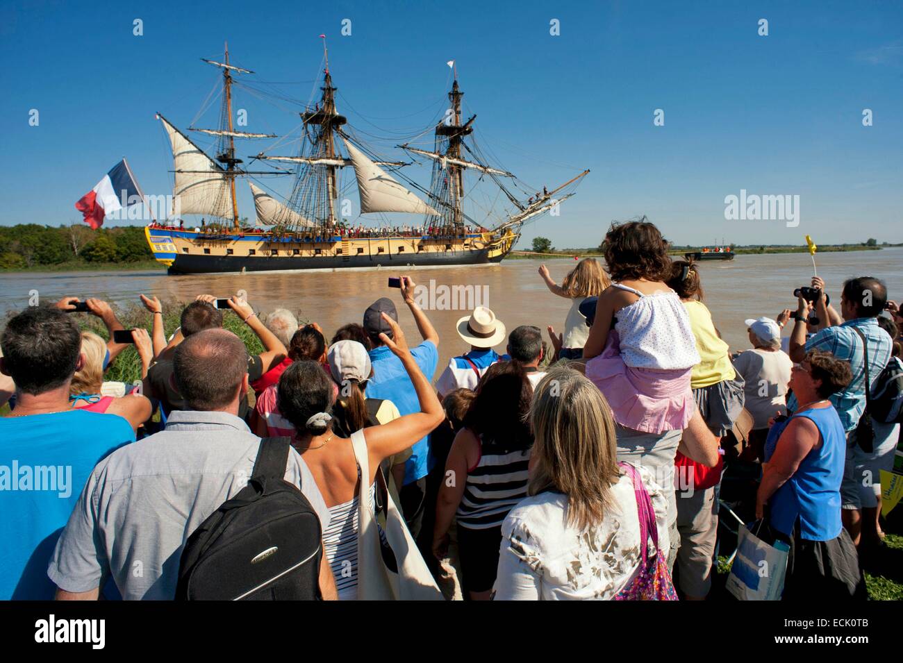 France, Charente Maritime, Rochefort, first launching of the Hermione ...