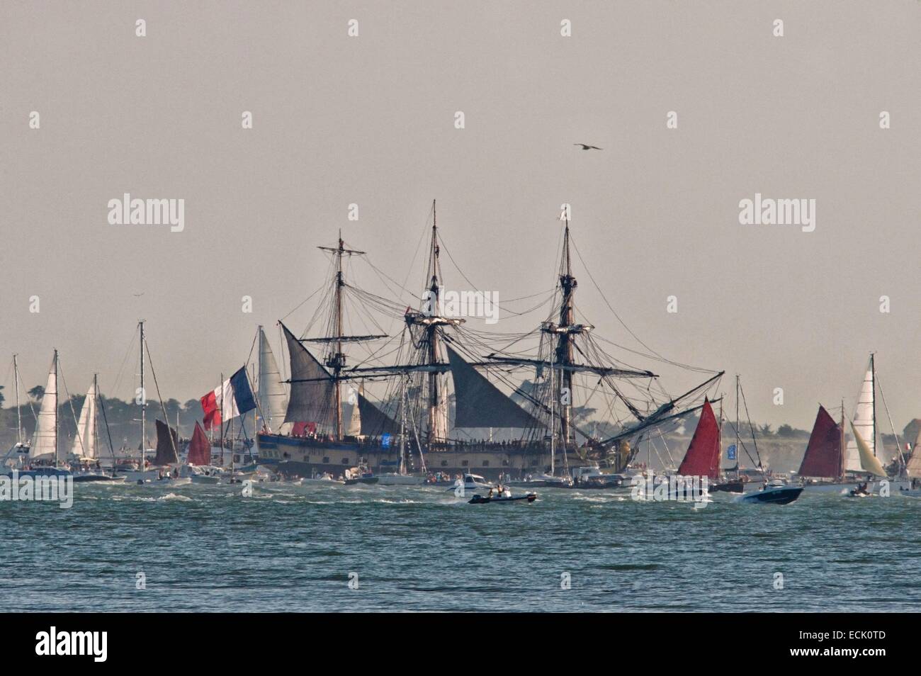 France, Charente Maritime, Rochefort, first launching of the Hermione ...