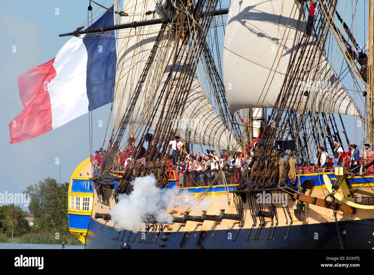 France, Charente Maritime, Rochefort, first launching of the Hermione ...