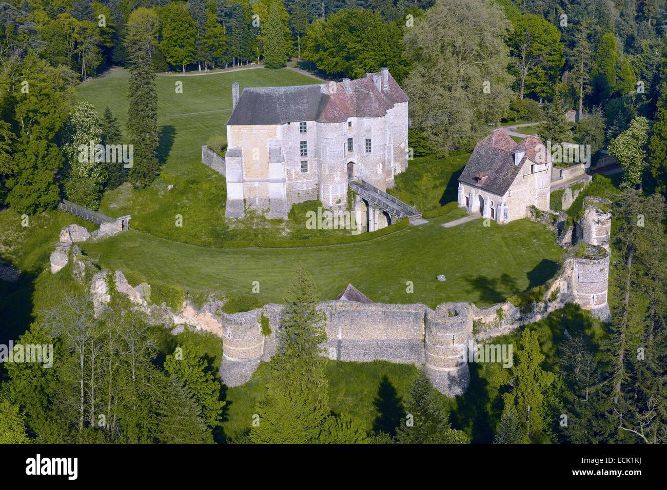 France, Eure, the fortress of Harcourt (aerial view Stock Photo - Alamy