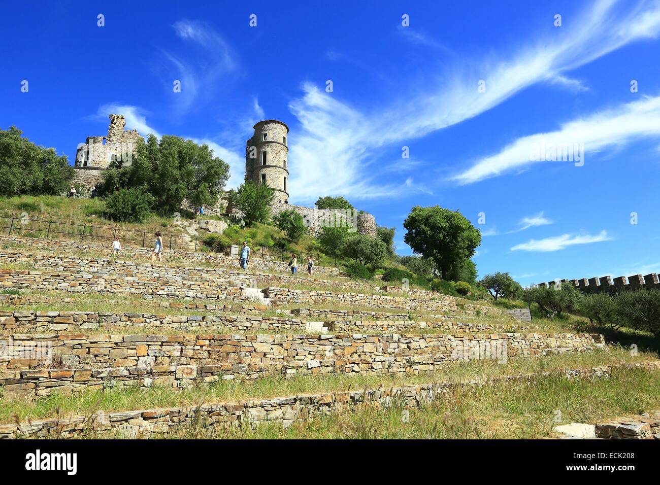 France, Var, Grimaud, the castle and its tower Stock Photo - Alamy
