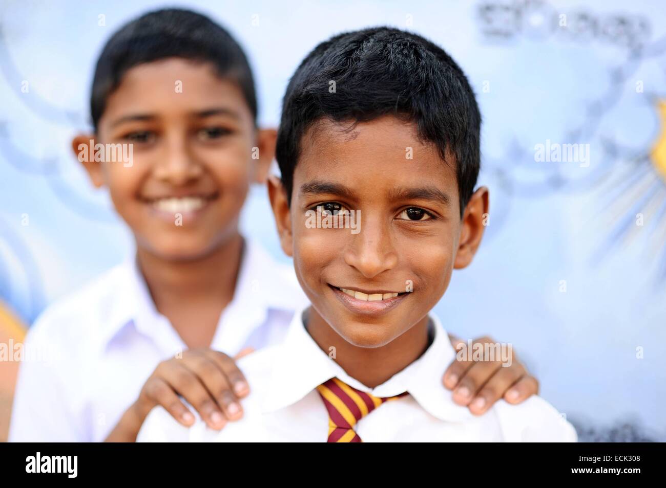 Sri Lanka, Colombo, portrait of 2 smiling schoolboys Stock Photo - Alamy