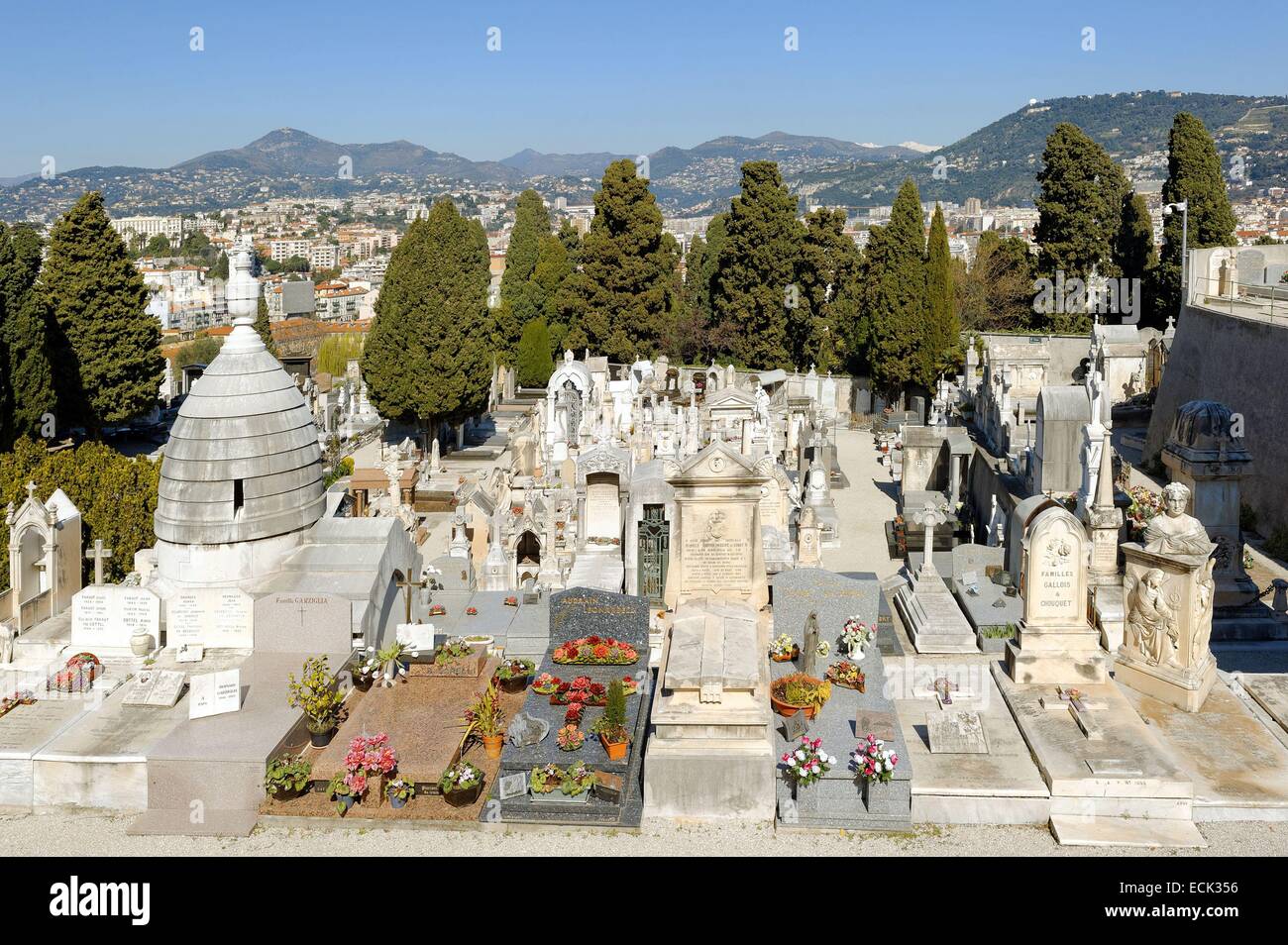 France, Alpes-Maritimes, Nice, the Castle cemetery at the castle hill ...