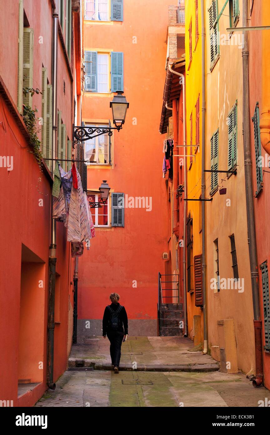 France, Alpes-Maritimes, Nice, the old town, Rue de la Condamine Stock ...