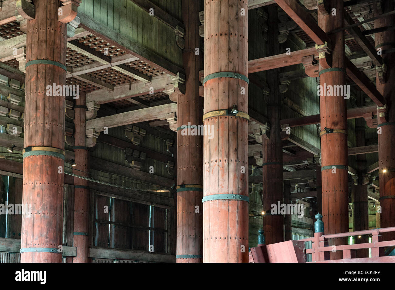The interior of the Great Buddha Hall (Daibutsuden) at Todai-ji temple ...