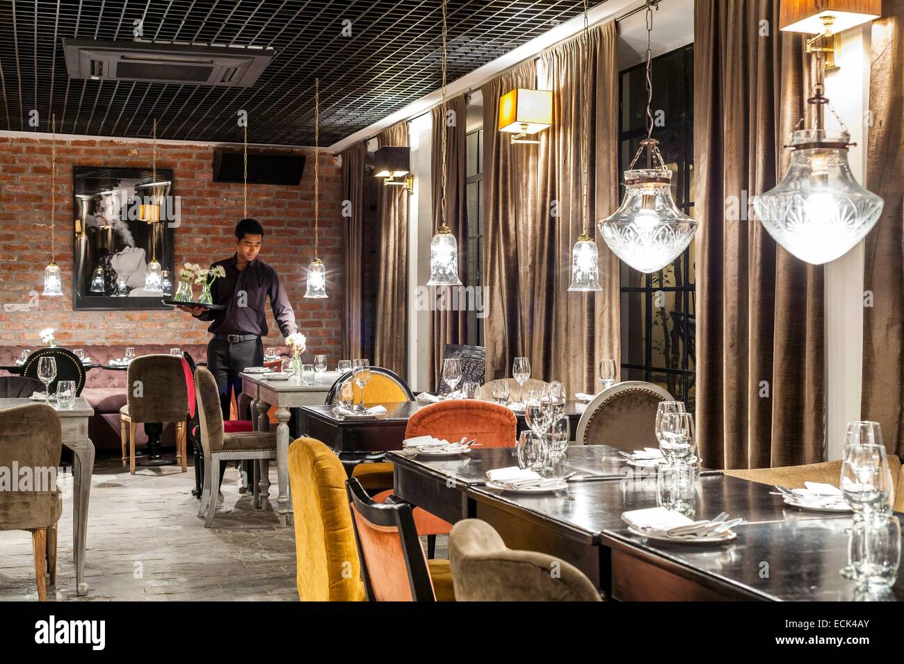 India, New Delhi, Mehrauli Village restaurant Cheri One Qutub Stock ...