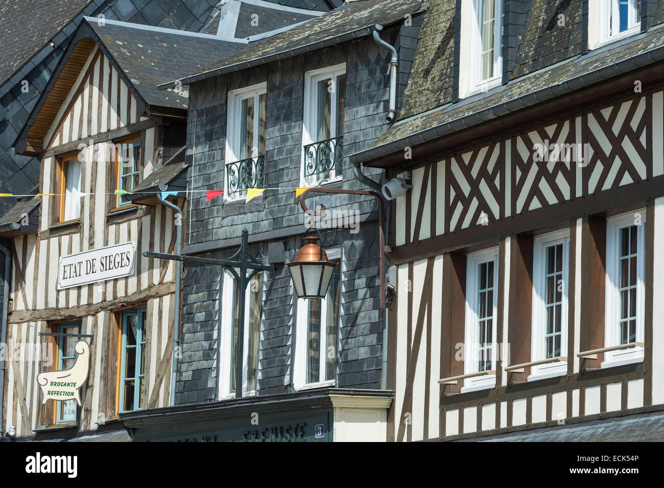 France, Eure, Cormeilles, timbered houses, General de Gaulle square ...
