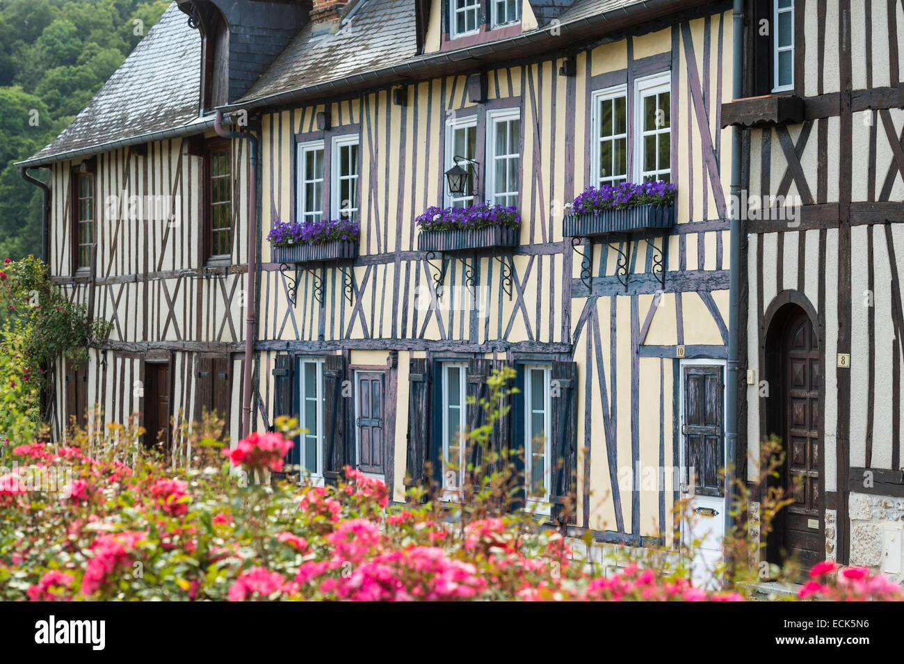 France, Eure, Le Bec Hellouin, typical timbered houses Stock Photo - Alamy