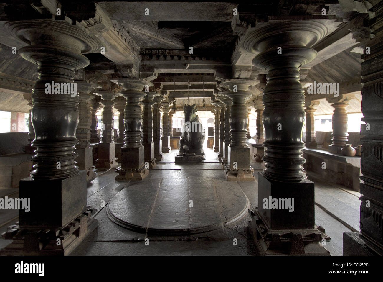 Interiors of main Shiva temple at Banavasi in Sirsi in Karnataka Stock ...
