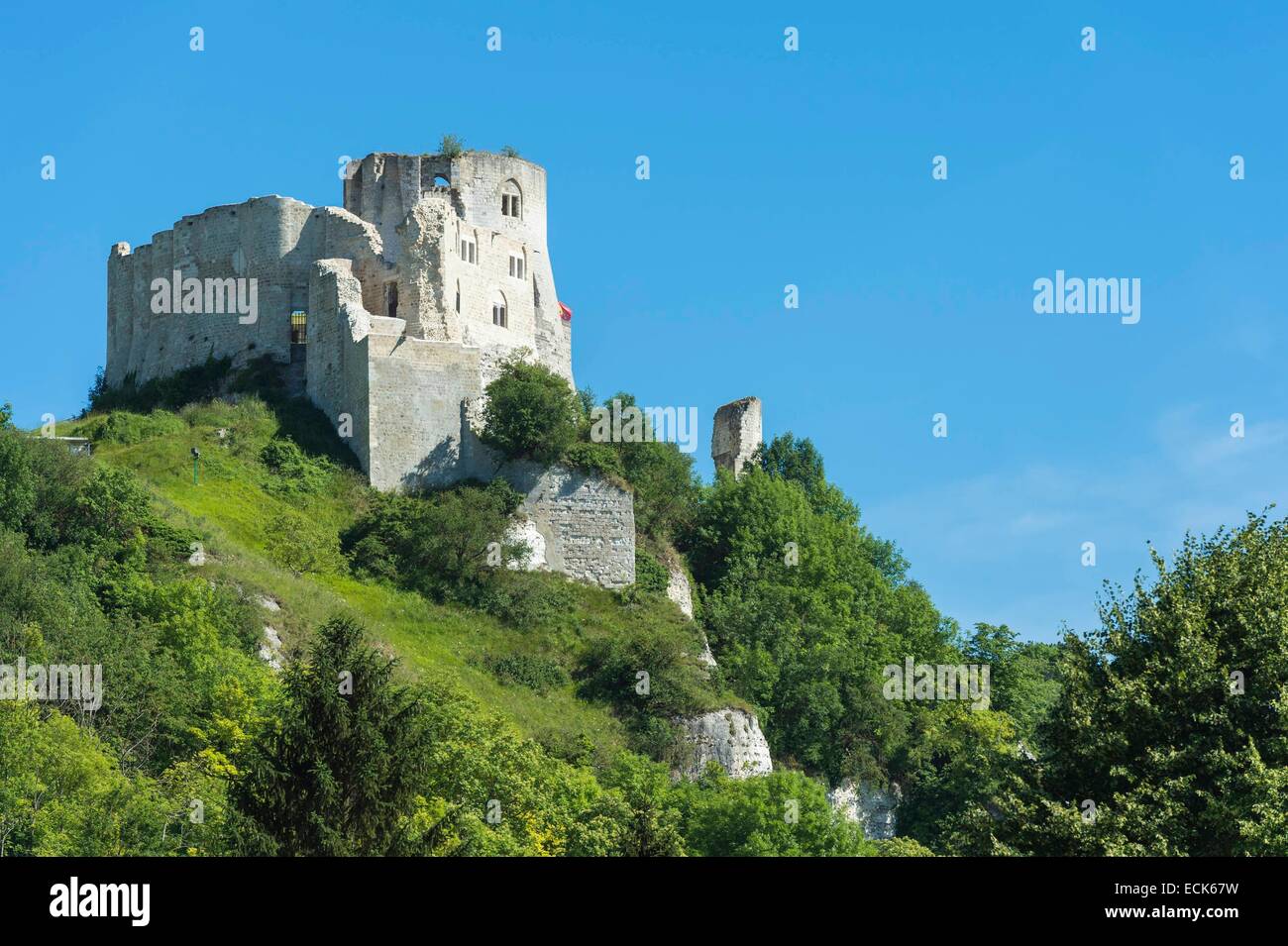 France, Eure, Les Andelys, the ruins of Chateau Gaillard, medieval fortress overlooking the ...