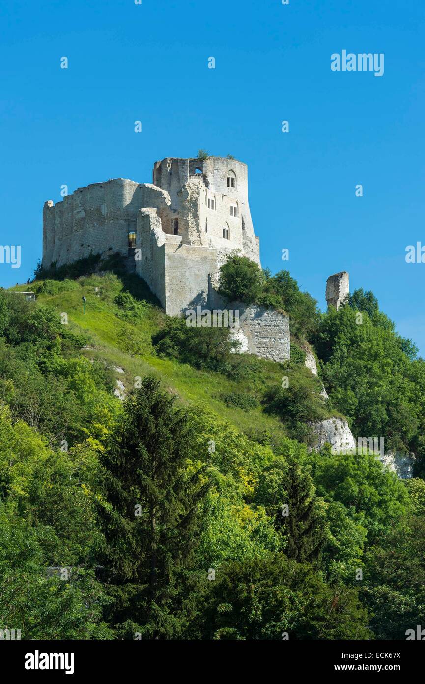 France, Eure, Les Andelys, the ruins of Chateau Gaillard, medieval fortress overlooking the ...