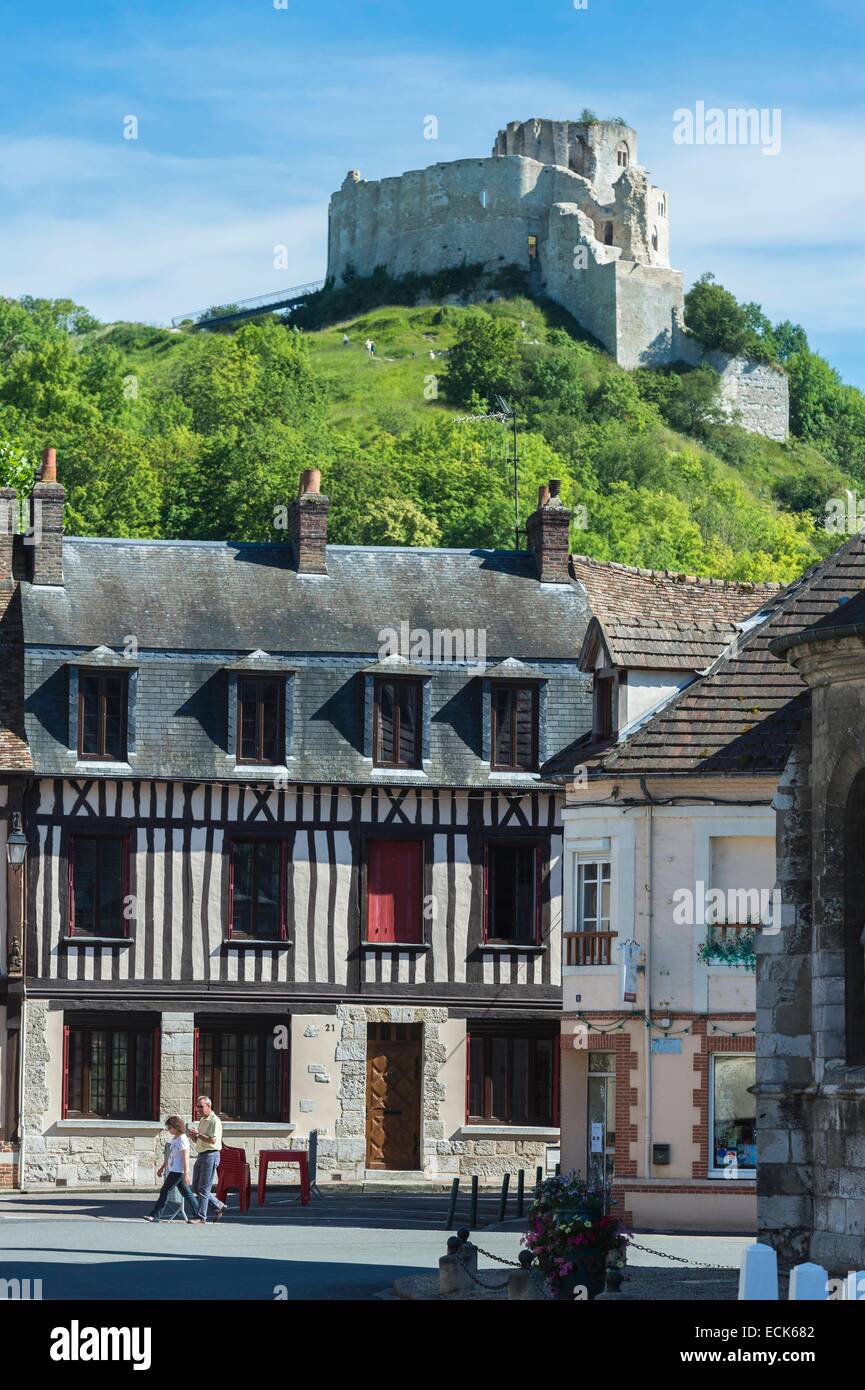France, Eure, Les Andelys, the ruins of Chateau Gaillard, medieval fortress overlooking the ...