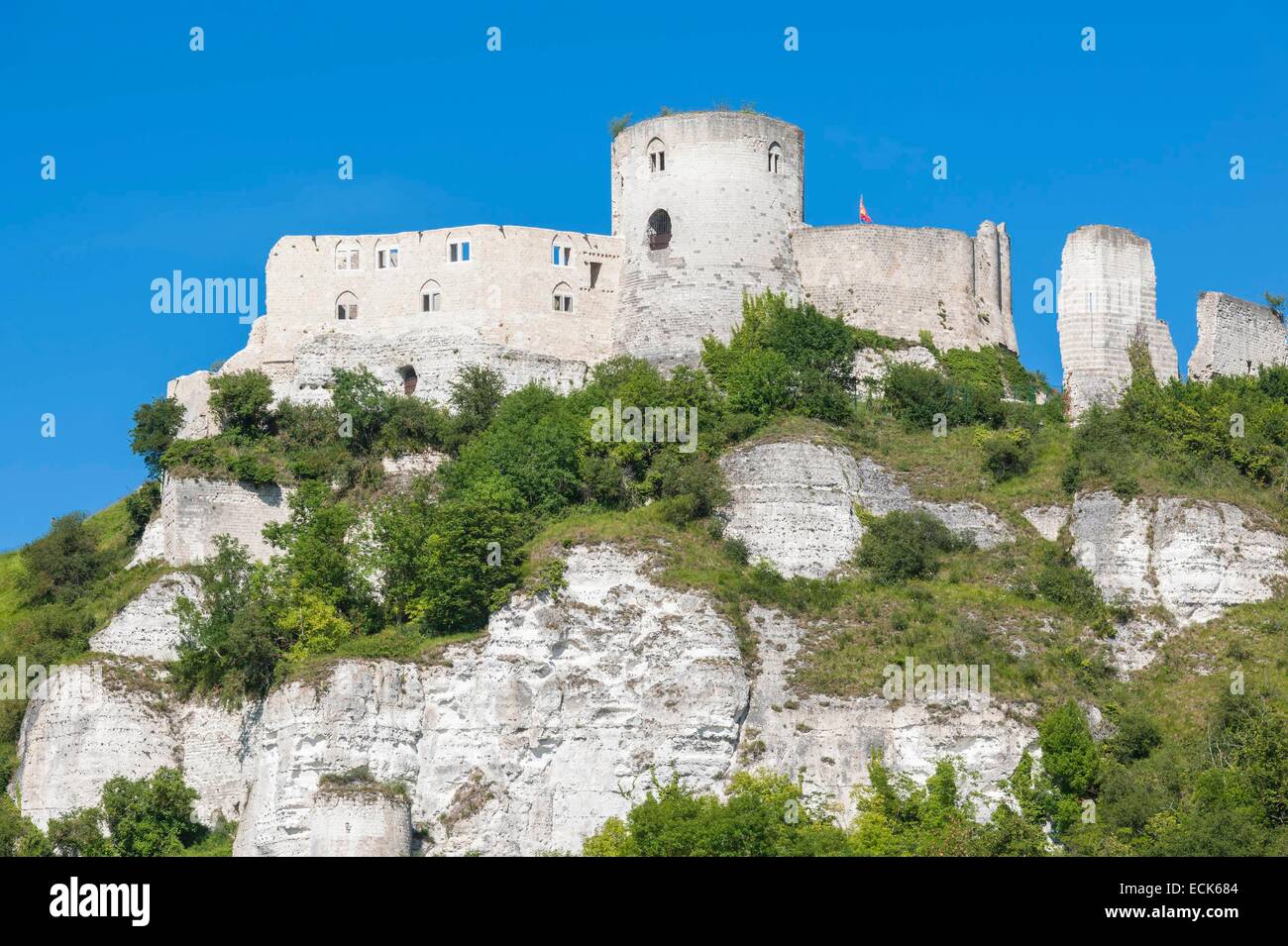 France, Eure, Les Andelys, the ruins of Chateau Gaillard, medieval fortress overlooking the ...