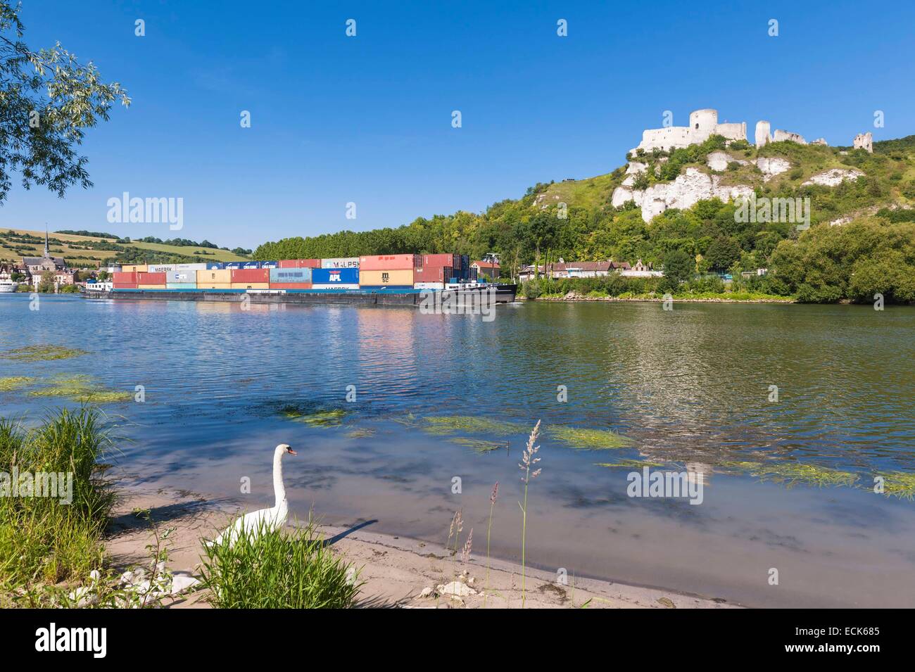 France, Eure, Les Andelys, the ruins of Chateau Gaillard, medieval fortress overlooking the ...