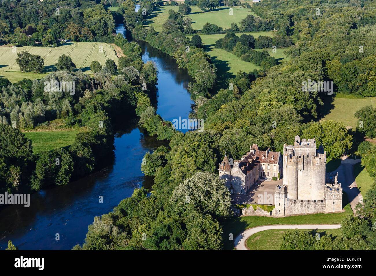 France, Indre, Ciron, Romefort castle (aerial view Stock Photo - Alamy