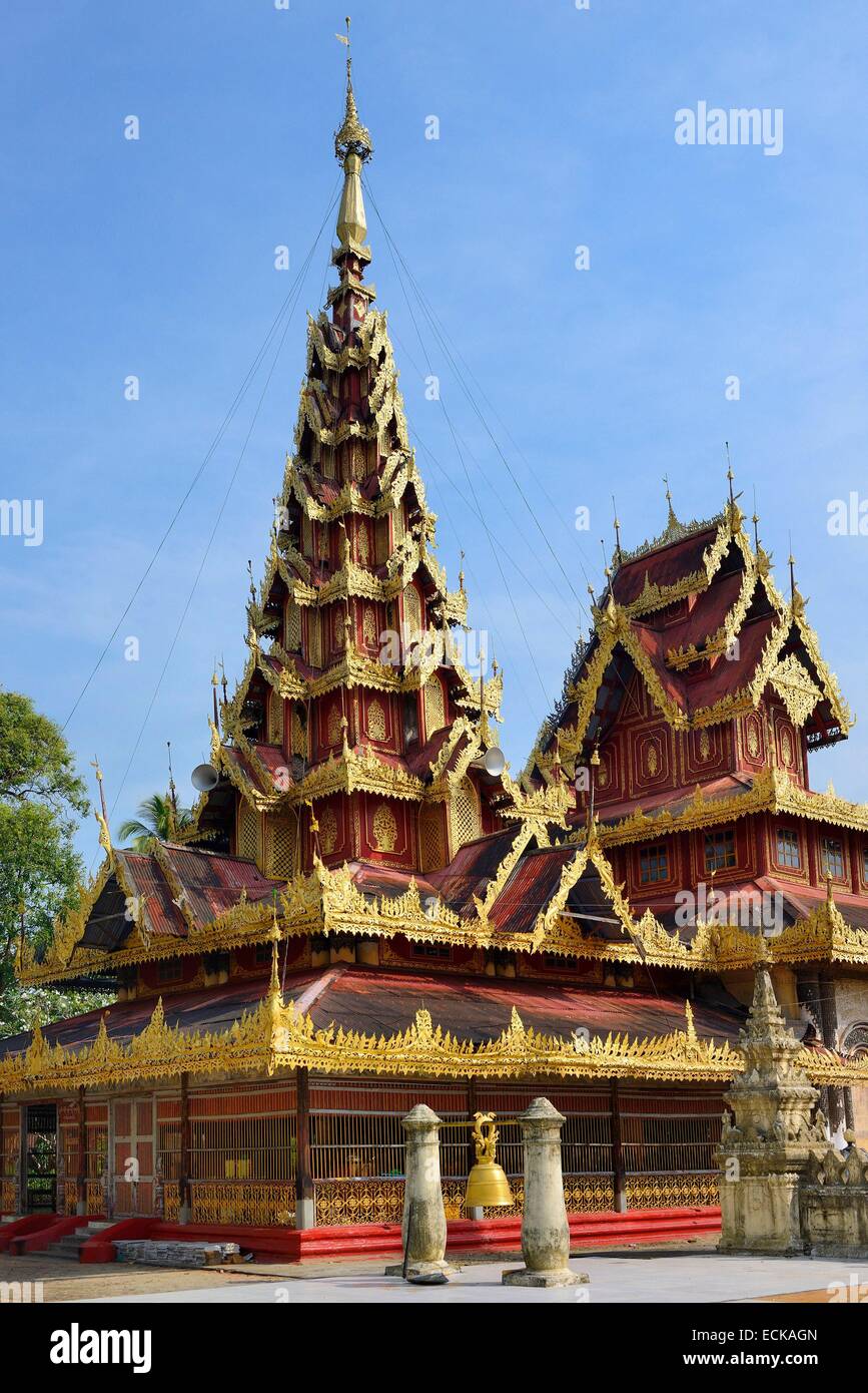 Myanmar (Burma), Mon State, Go Nut village, U Na Hawt pagoda Stock ...