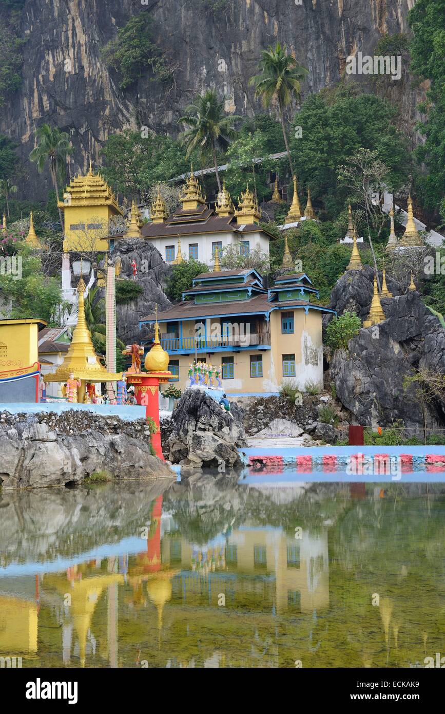 Myanmar (Burma), Kayin (Karen) State, Hpa-An surroundings, Bayinnyi hot ...
