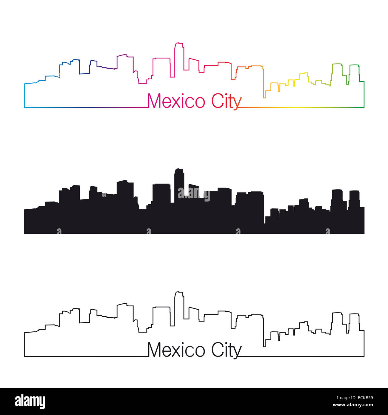 Mexico City skyline linear style with rainbow Stock Photo - Alamy