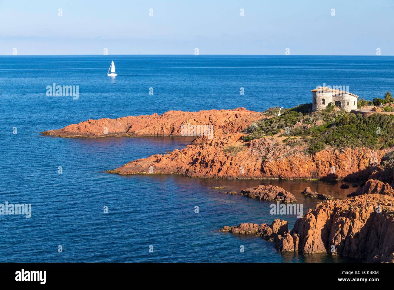 France, Var, Corniche de l'Esterel, Saint Raphael, Le Trayas, creek of ...