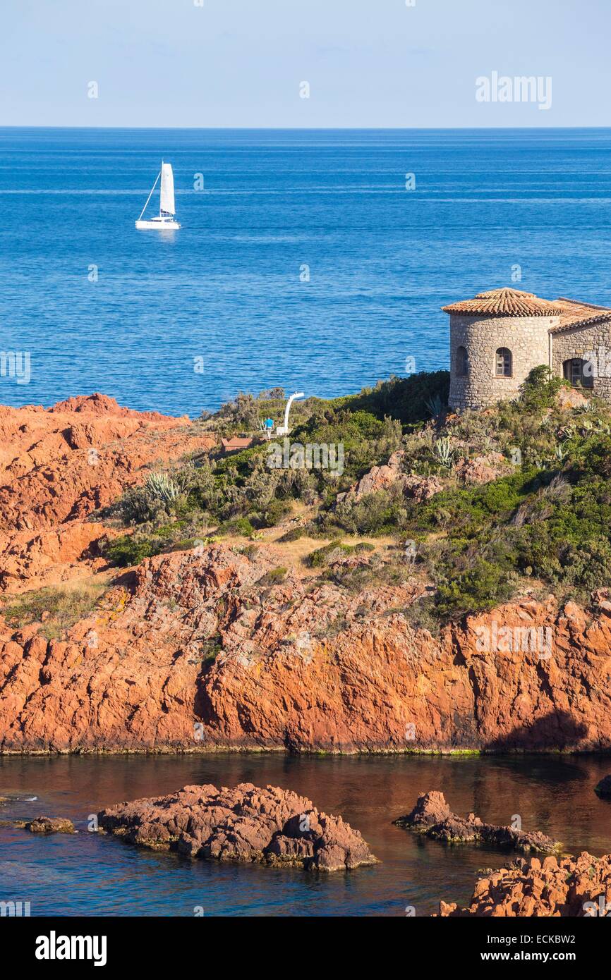 France, Var, Corniche de l'Esterel, Saint Raphael, Le Trayas, creek of ...