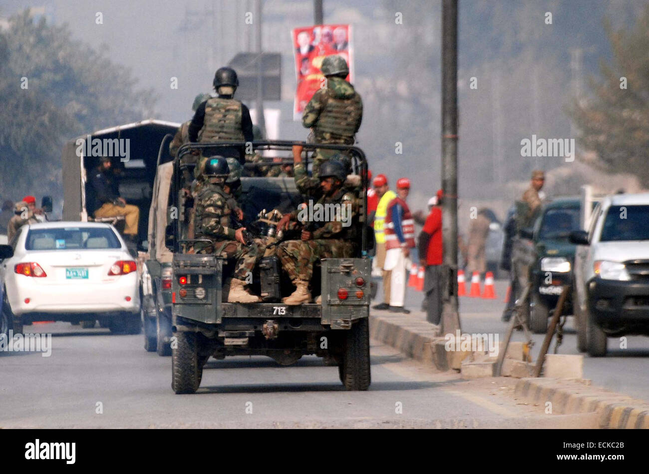 Peshawar, Pakistan. 16th Dec, 2014. Security personnel cordon off venue ...
