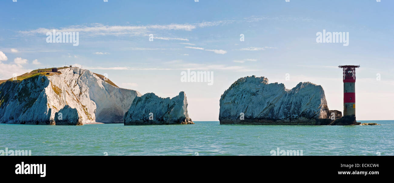 Horizontal panoramic view of the Needles in the Isle of Wight Stock ...