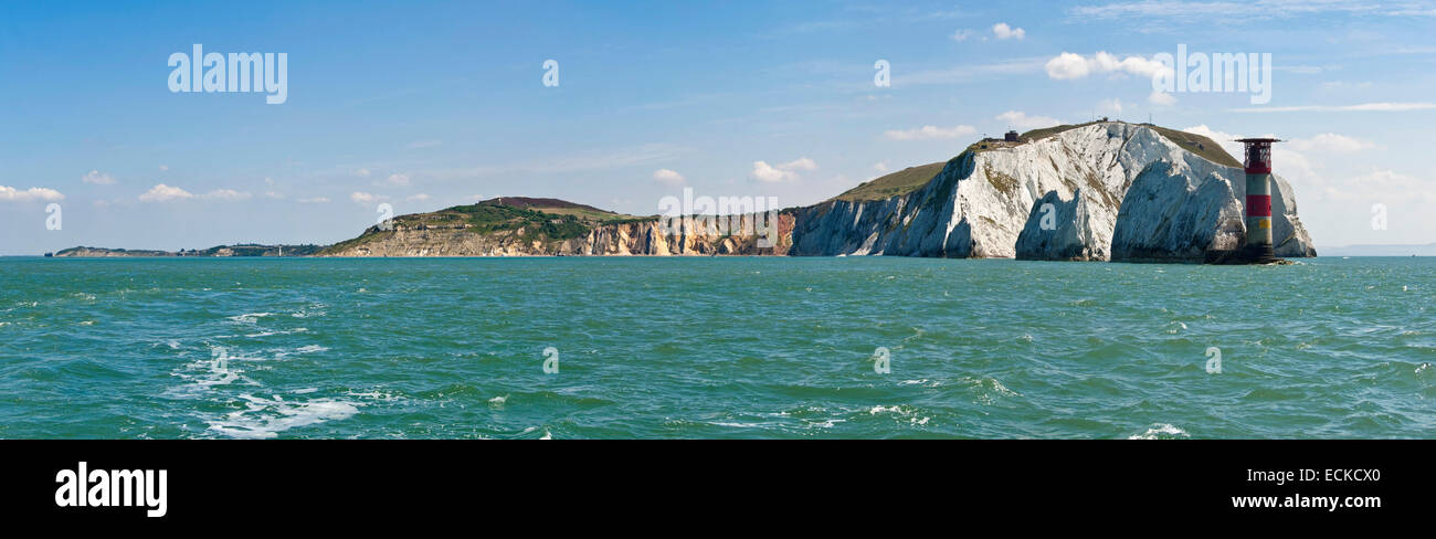 Horizontal panoramic view of the Needles in the Isle of Wight Stock ...