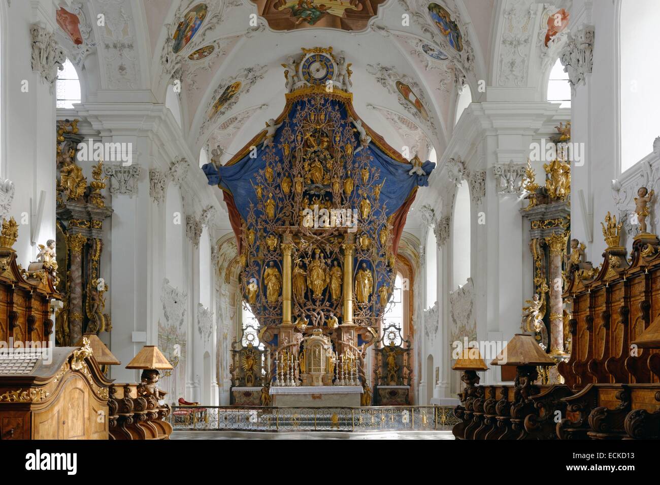 Austria, Tyrol, Inntal valley, Stams citercian Abbey, the stalls and ...