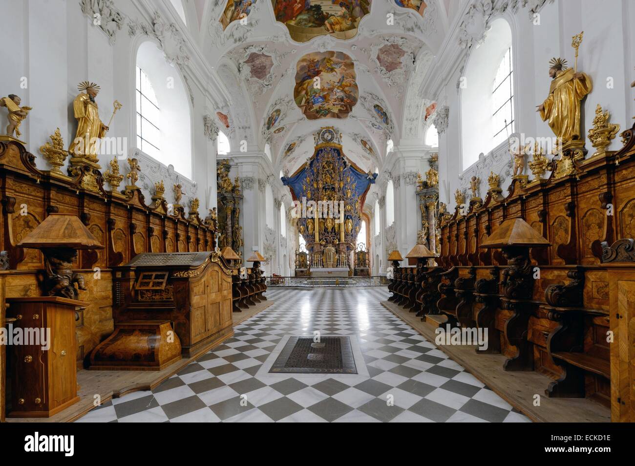 Austria, Tyrol, Inntal valley, Stams citercian Abbey, the stalls and ...