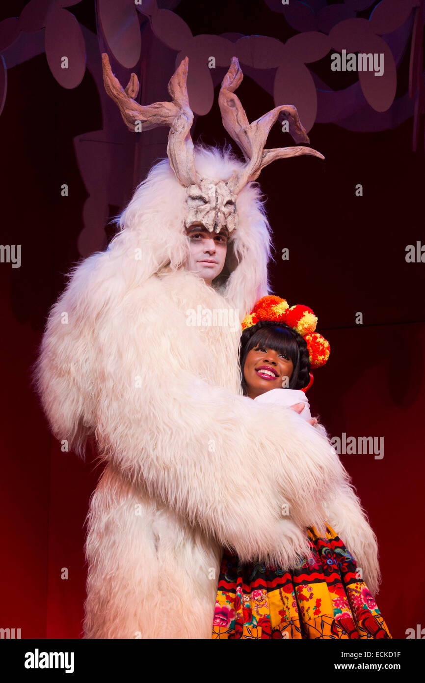 Helen Aluko as Belle and Vlach Ashton as Beast. Photocall for the ...