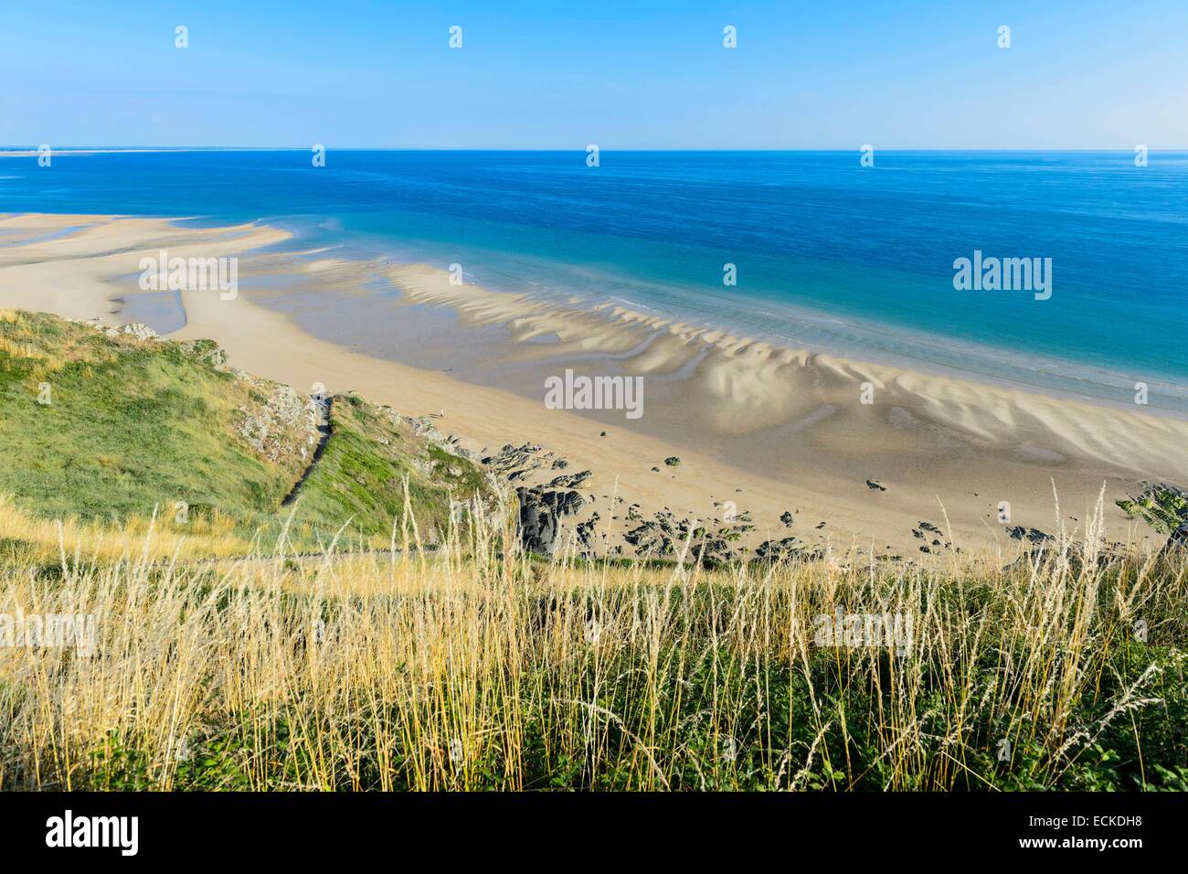 France, Manche, Barneville Carteret, the beach from Cape Carteret Stock ...