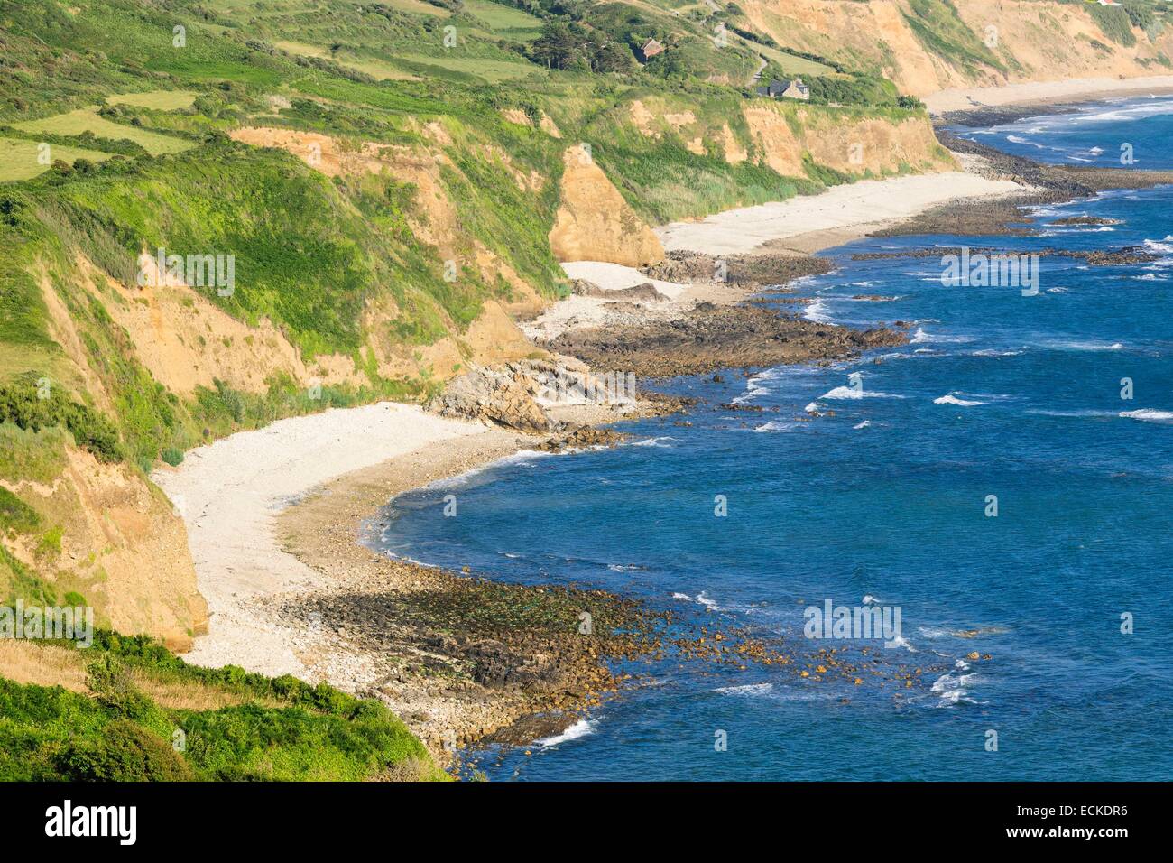 France, Manche, Cotentin, Cap de la Hague, Herqueville, the jagged ...