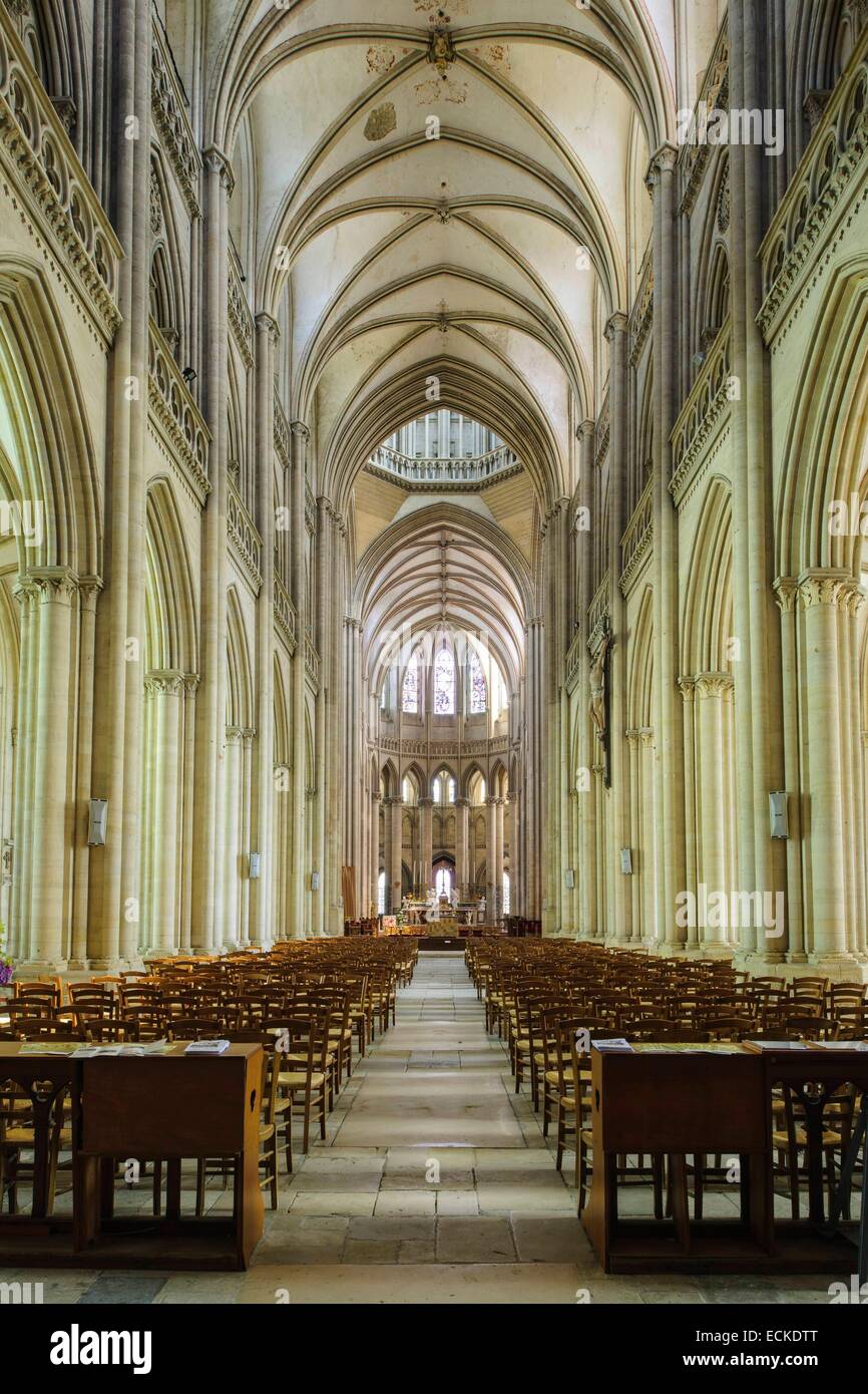 France, Manche, Cotentin, Coutances, the 13th century Gothic cathedral ...