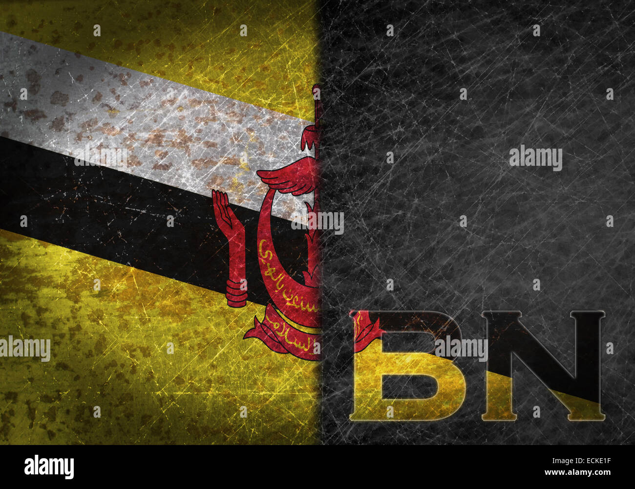 Old rusty metal sign with a flag and country abbreviation - Brunei ...