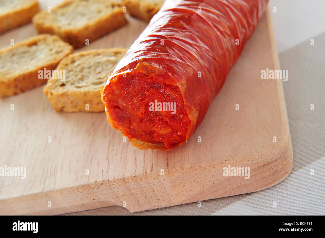 sobrassada, a spreadable sausage typical of Mallorca, Balearic Islands ...