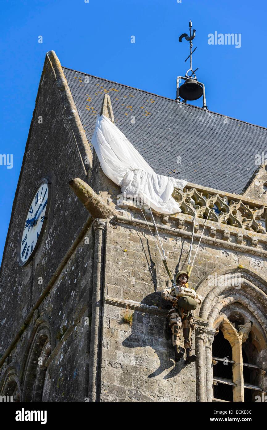 France, Manche, Cotentin, Sainte Mere Eglise, one of the first towns in ...