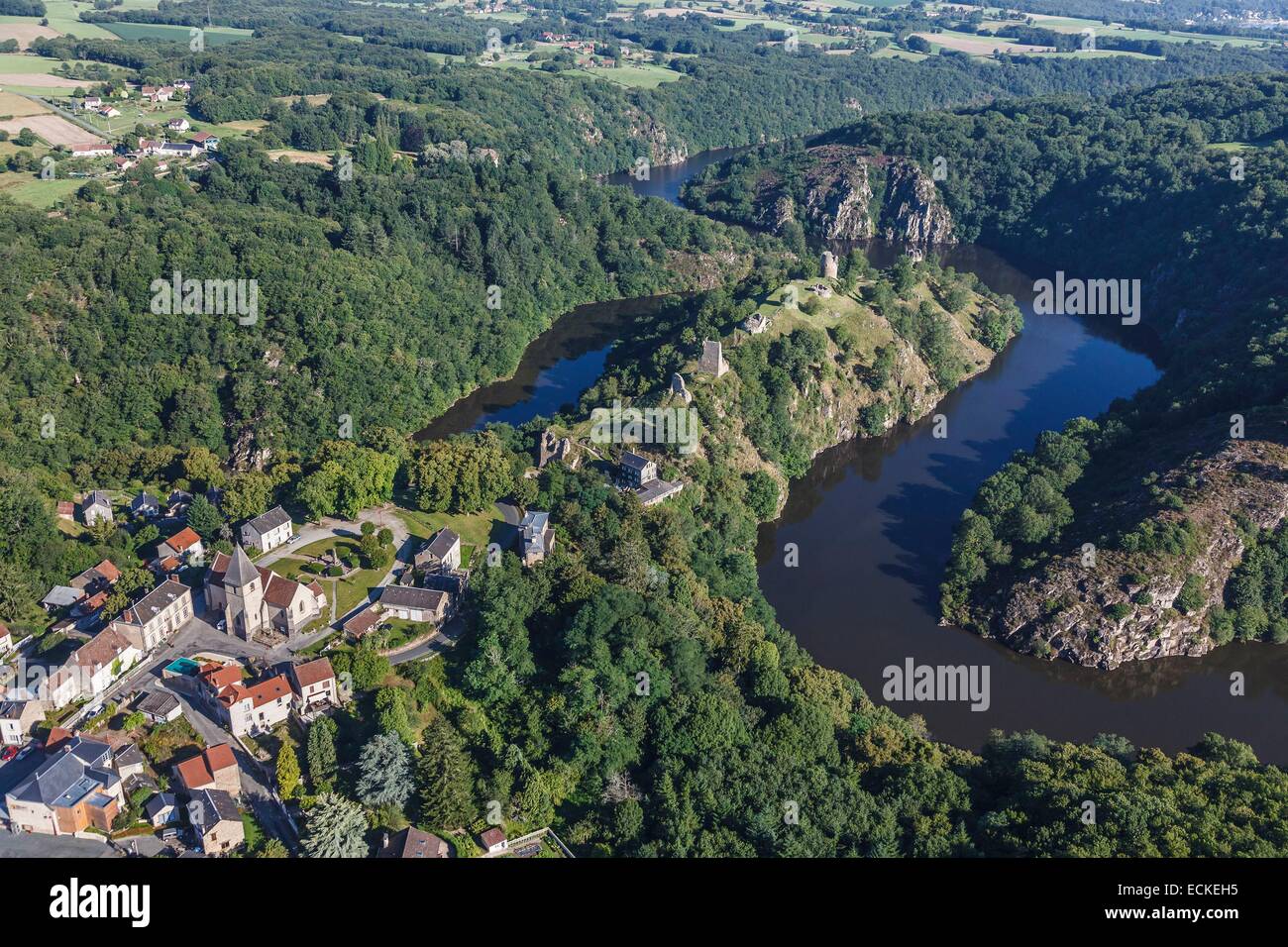 France, Creuse, Crozant, the castle at the confluence of la Petite ...
