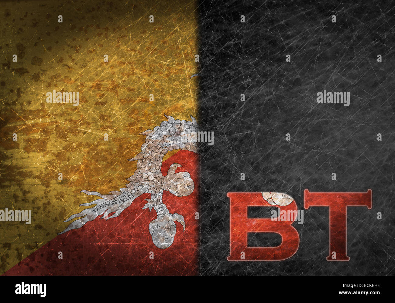Old rusty metal sign with a flag and country abbreviation - Bhutan ...