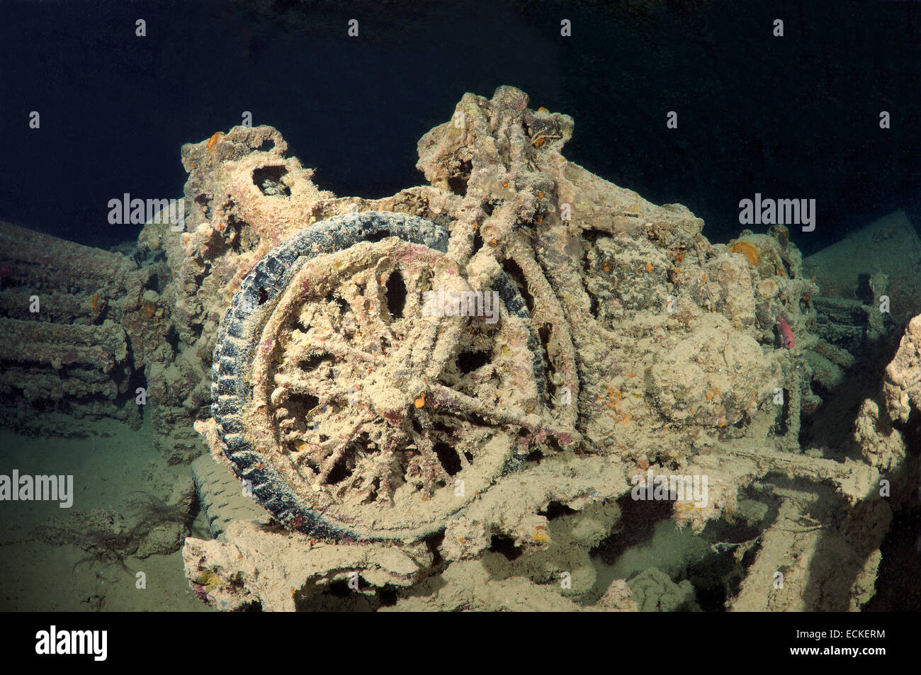 motorcycle "Norton 16H" on shipwreck SS Thistlegorm (British armed ...