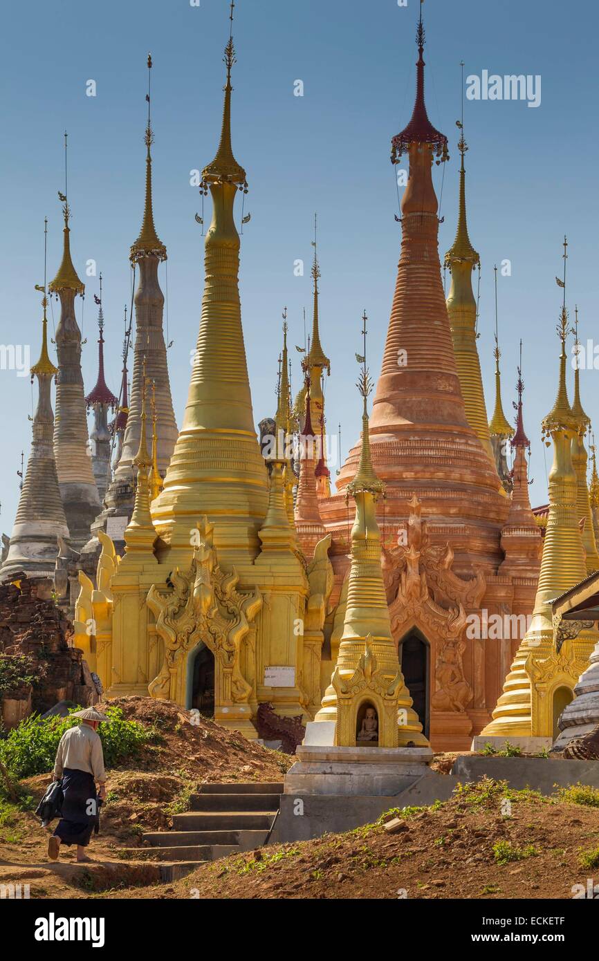 Myanmar (Burma), Shan State, Inthein, Shwe Inn Thein Pagoda Stock Photo ...