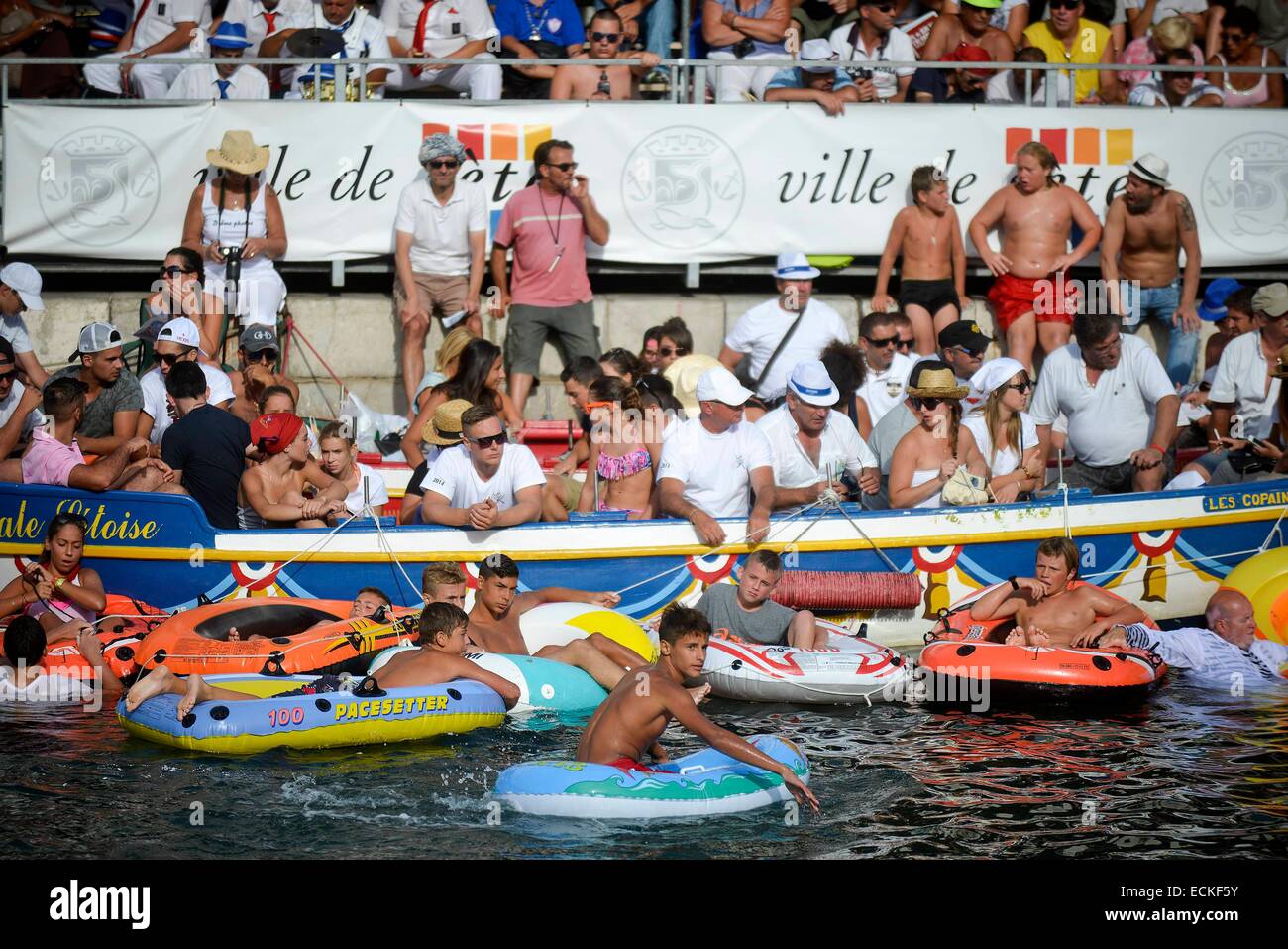 France, Herault, Sete, Festival of Saint Louis, spectators during the ...