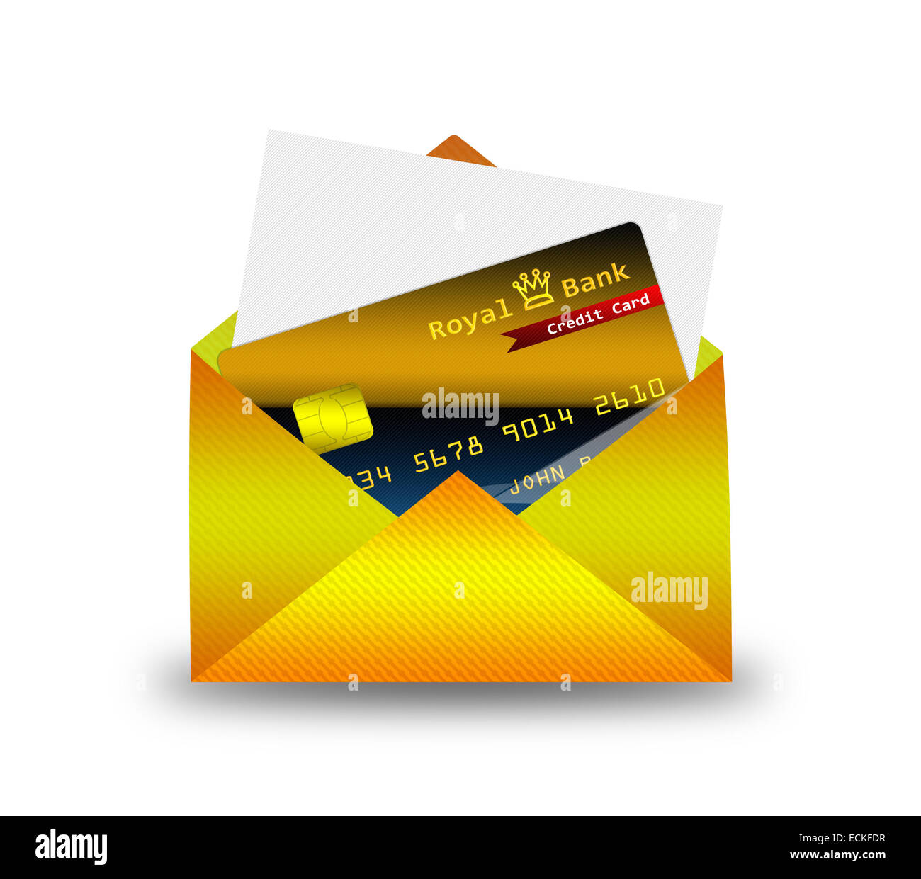 Credit card in envelope over white background Stock Photo - Alamy