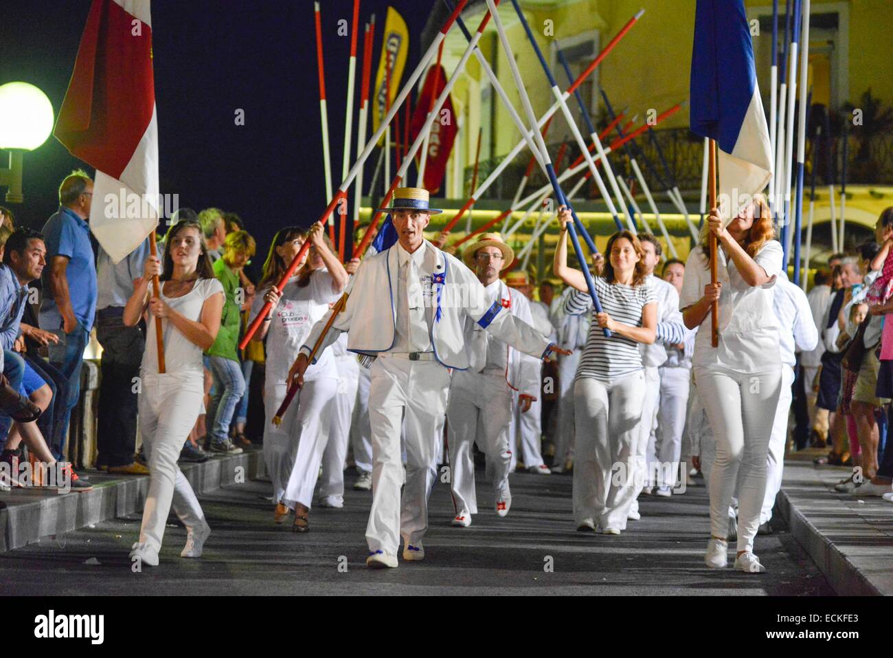 France, Herault, Sete, Festival of Saint Louis, parade of the jousts of ...