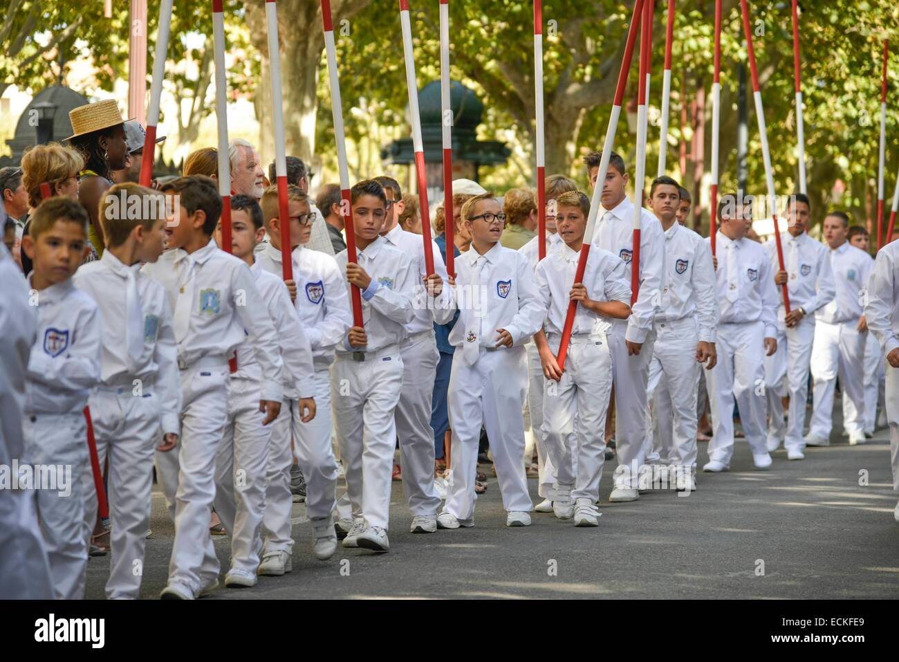 France, Herault, Sete, Festival of Saint Louis, Victor Hugo Avenue ...