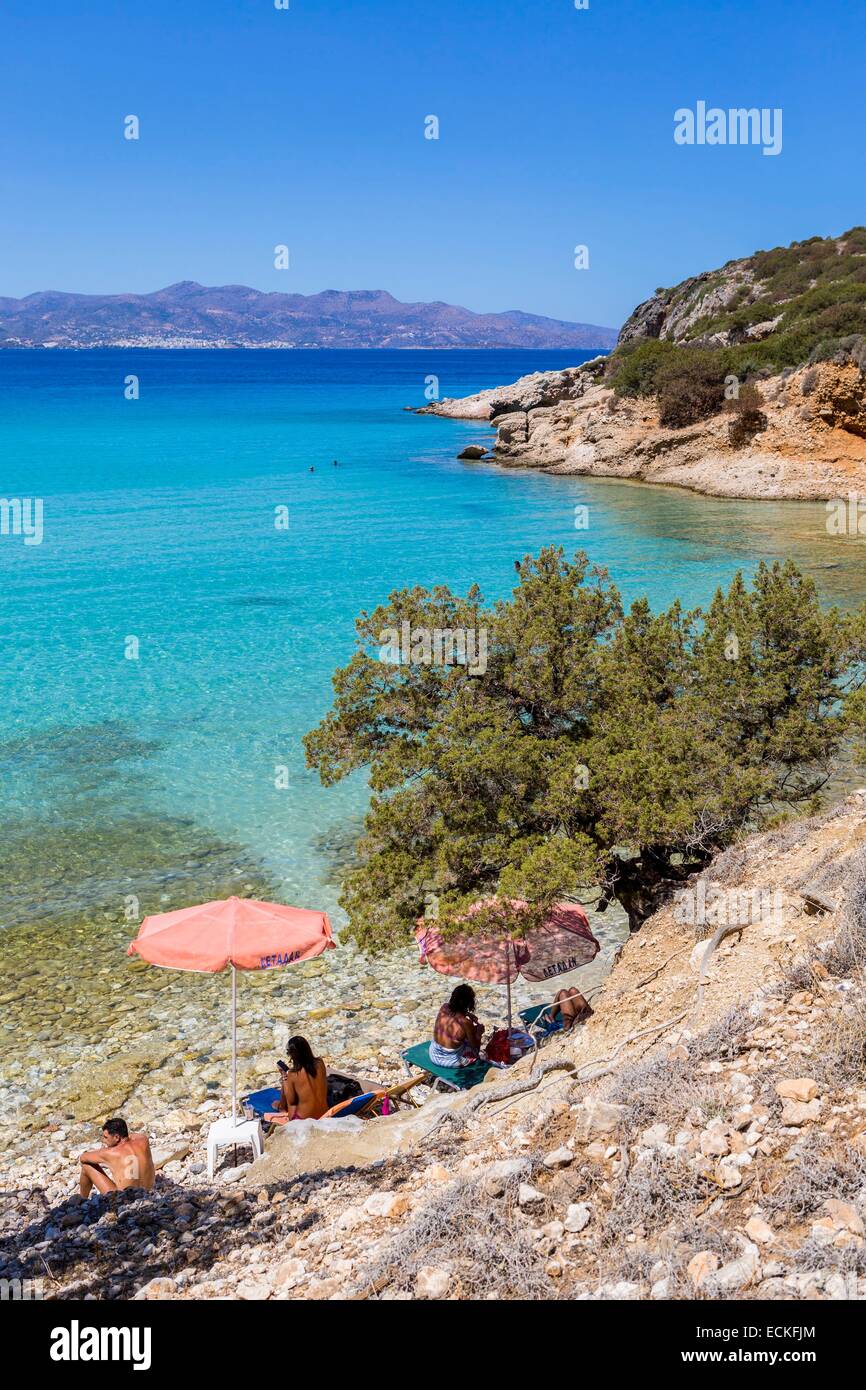 Greece beach sunbathing woman hi-res stock photography and images - Alamy