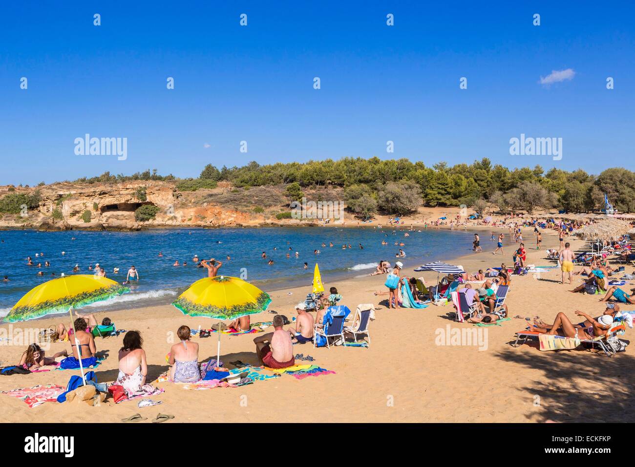Greece beach sunbathing woman hi-res stock photography and images - Alamy