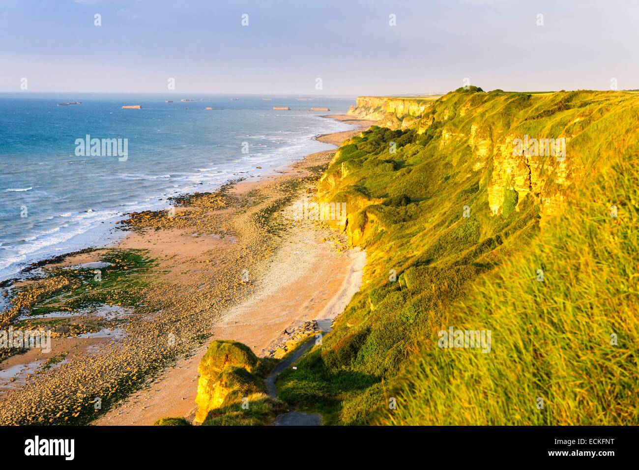 France, Calvados, Longues sur Mer, the cliff Stock Photo - Alamy